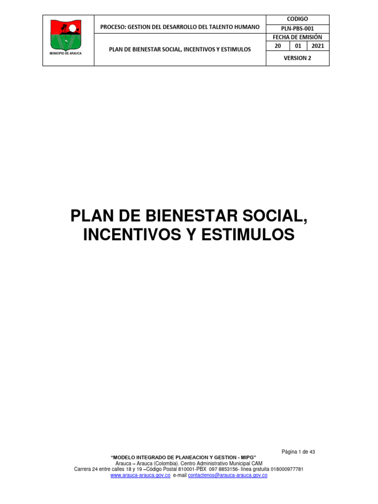 07. PLAN DE BIENESTAR SOCIAL INCENTIVOS INSTITUCIONAL 2021 | PDF | Planificación | Pensión