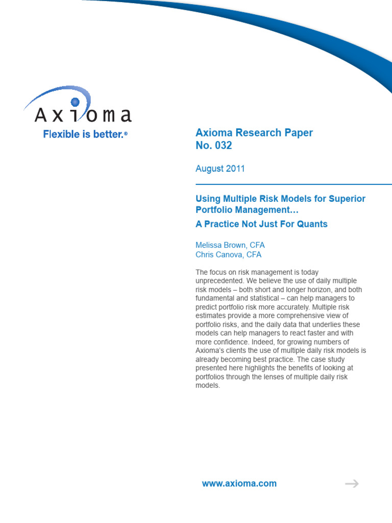 Axioma 032 - Using Multiple Risk Models For Superior Portfolio ...