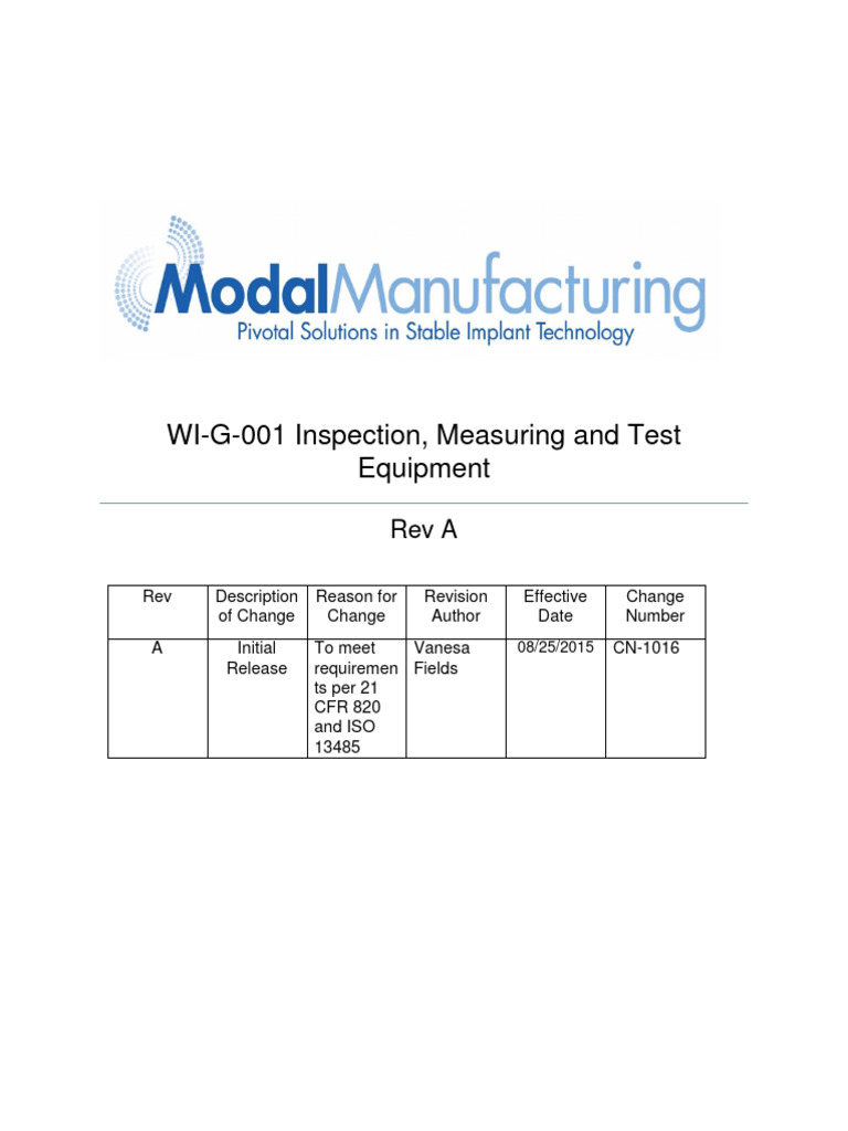 Inspection and Calibration Procedures | PDF | Calibration | Accuracy ...