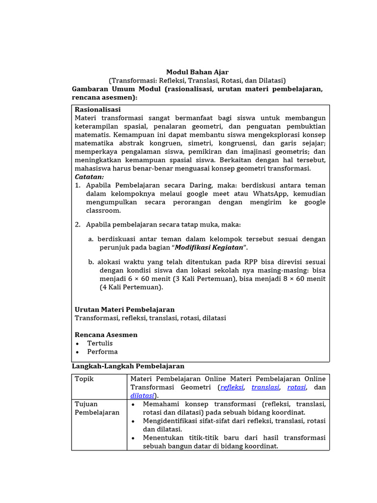 Modul Bahan Ajar Matematika | PDF