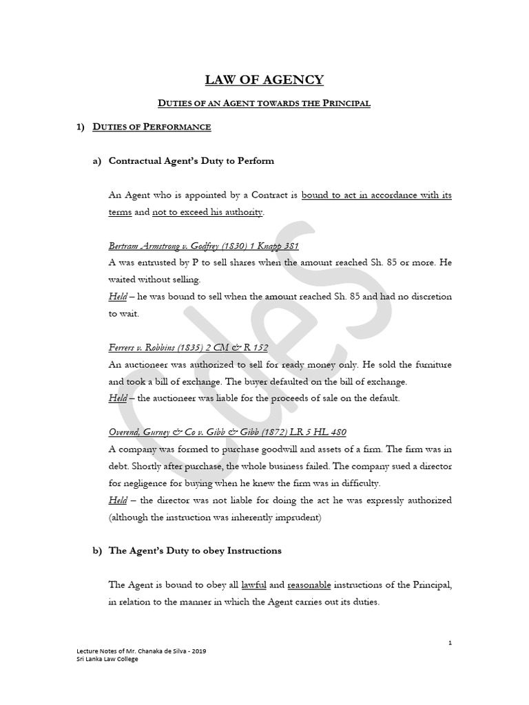 Law of Agency - Part III | PDF | Law Of Agency | Legal Liability