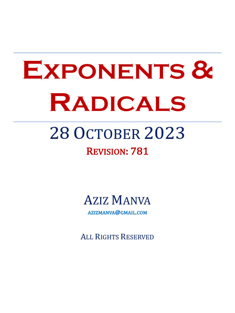 A07 Exponents and Radicals | PDF | Exponentiation | Mathematics