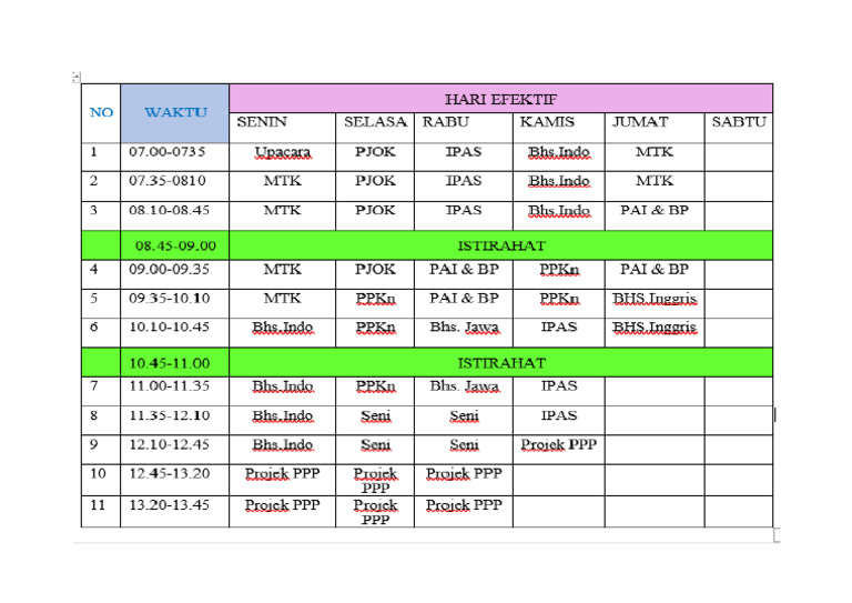 JADWAL | PDF