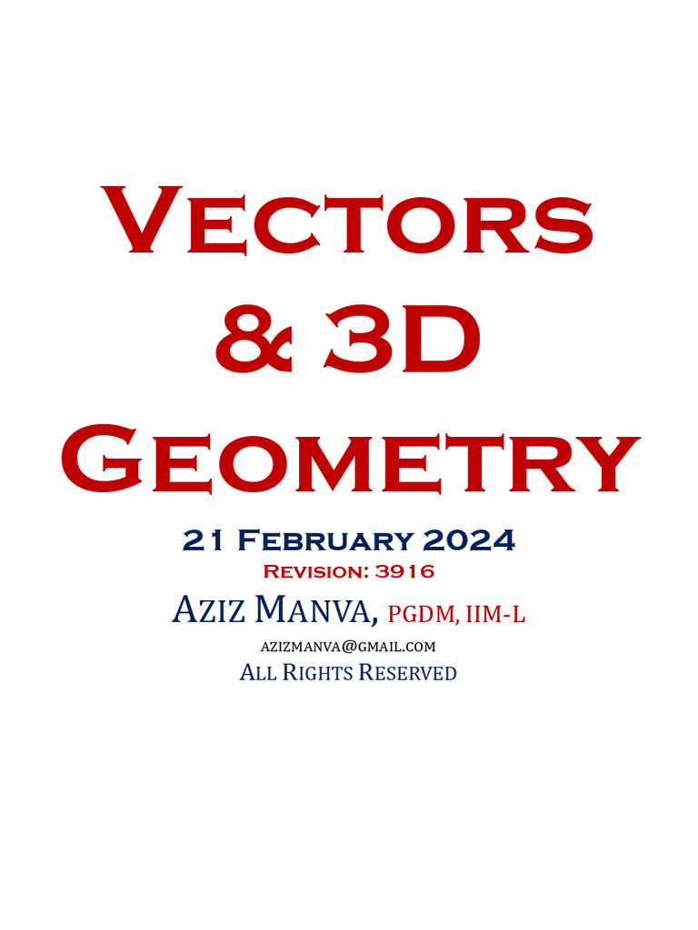 A14 Vectors and 3D Geometry | PDF | Euclidean Vector | Line (Geometry)