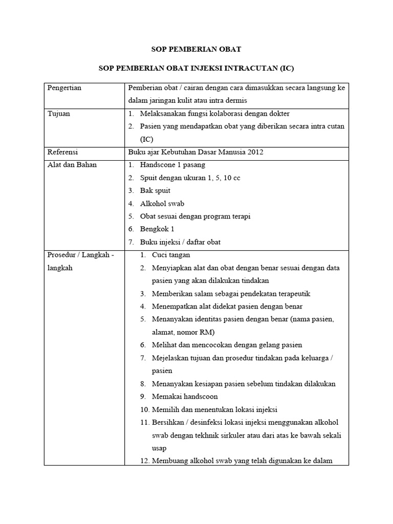Sop Pemberian Obat | PDF
