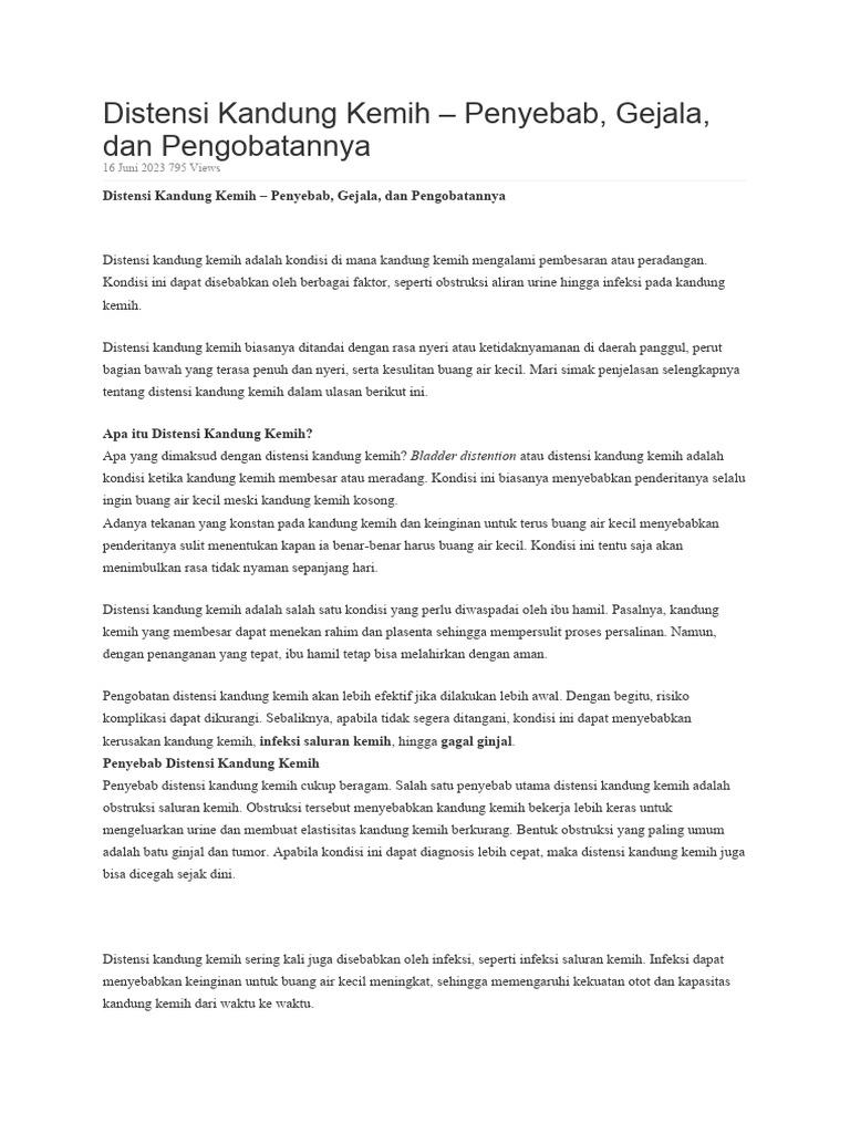 Pengertian Distensi Kandung Kemih | PDF