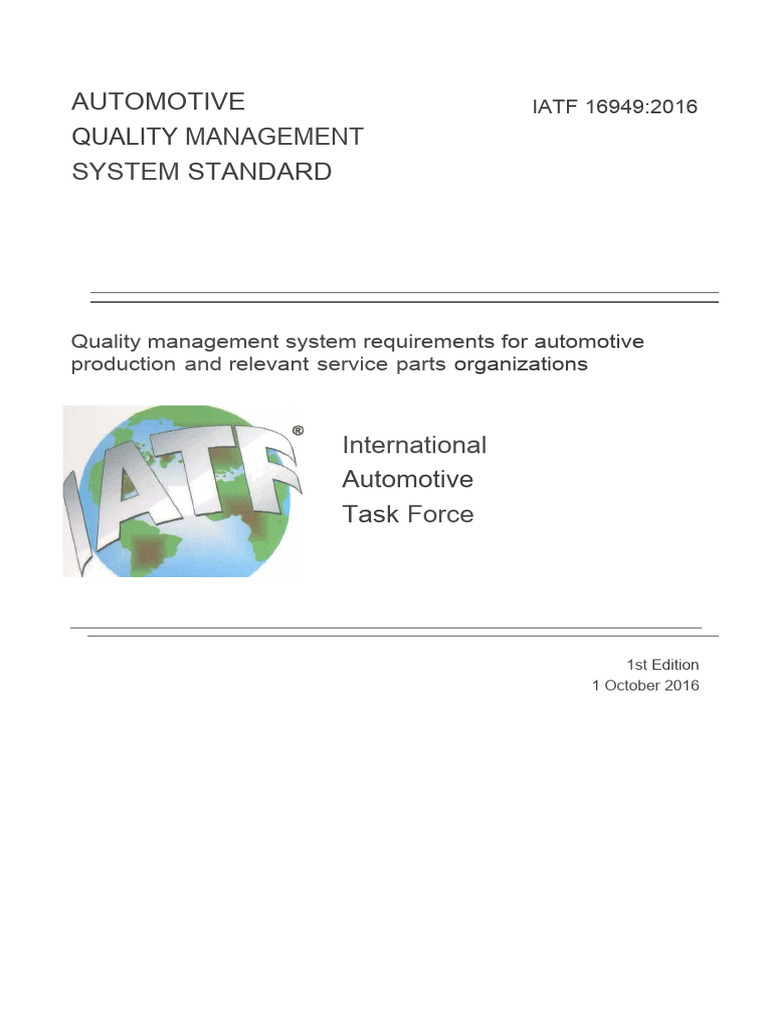 Iatf 16949 - 2016 | PDF | Iso 9000 | Quality Management System