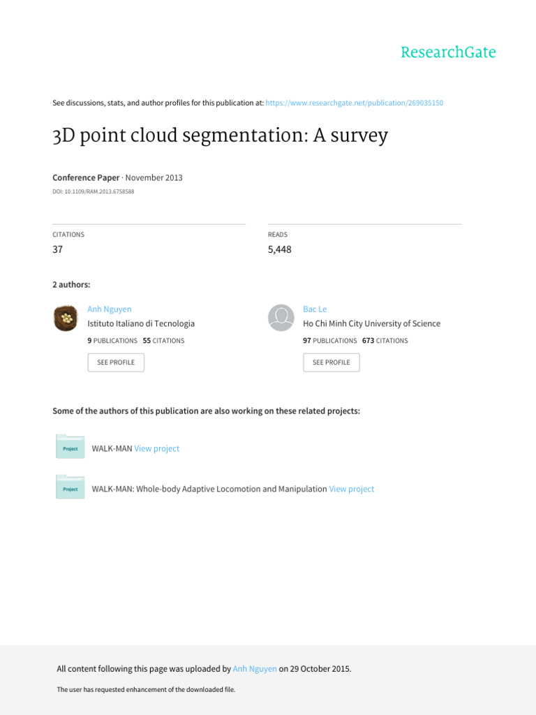 3D Point Cloud Segmentationa Survey | PDF | Image Segmentation | Cluster Analysis