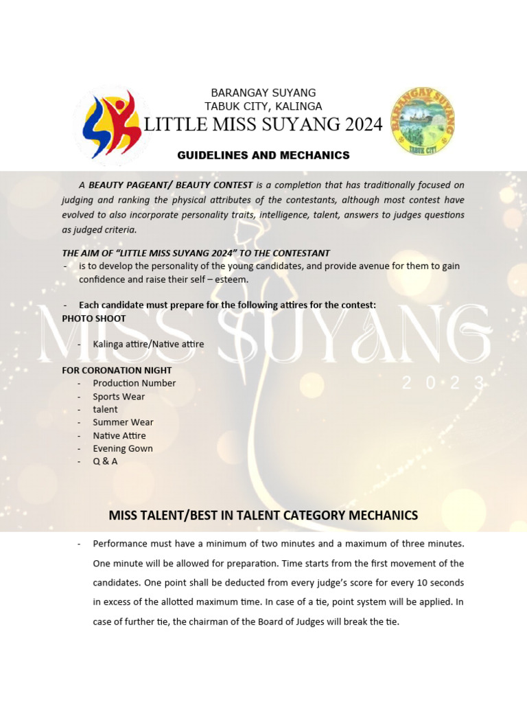 Little Miss Suyang 2024 Guidelines | PDF