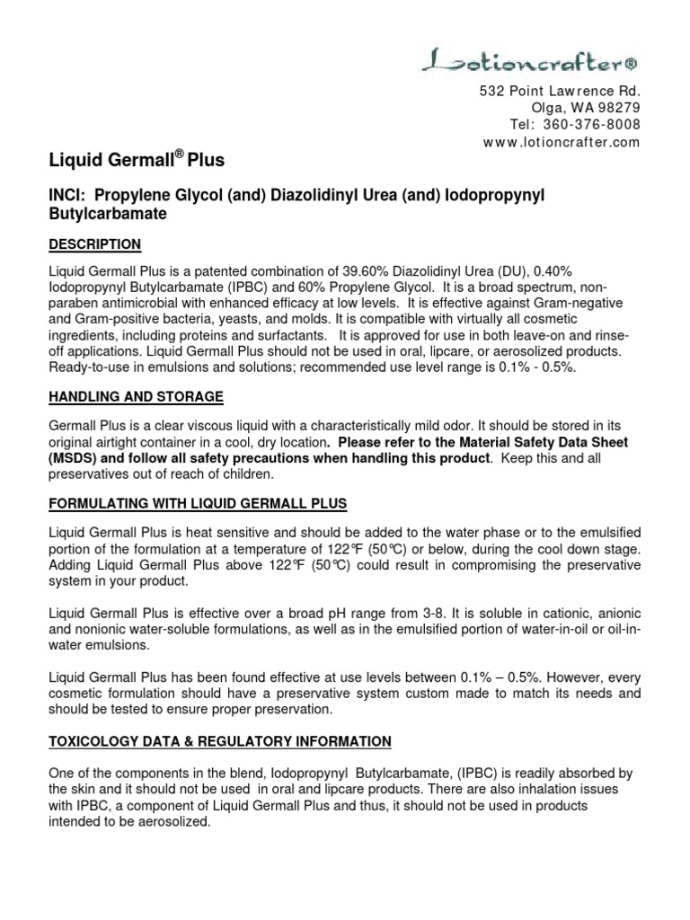 tech_data_liquid_germall_plus | PDF | Emulsion | Chemical Substances