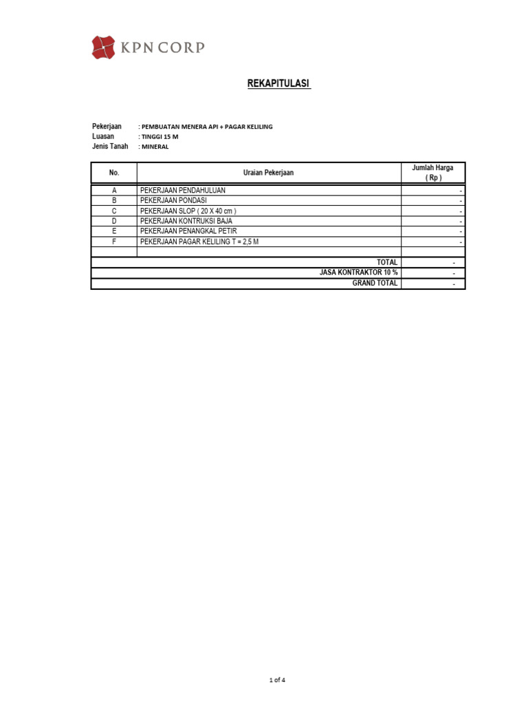 Rencana Pembangunan Menara Api | PDF