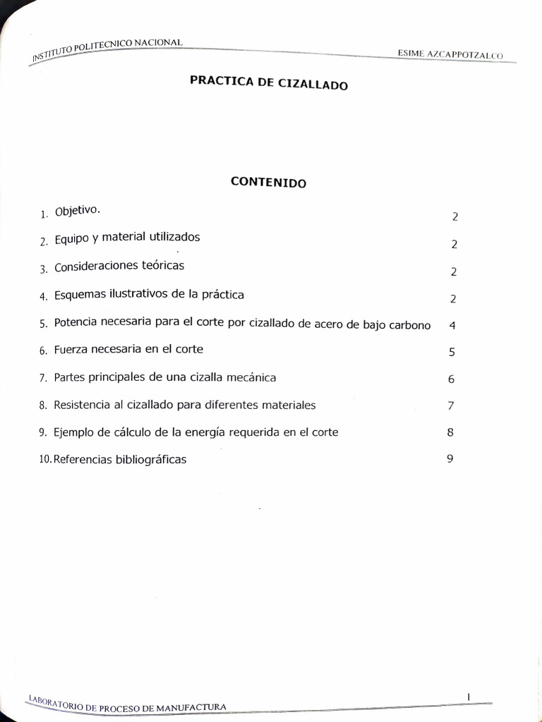 Practica de Cizalla | PDF