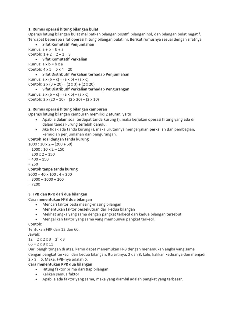 MTK KLS 6 Rumus | PDF
