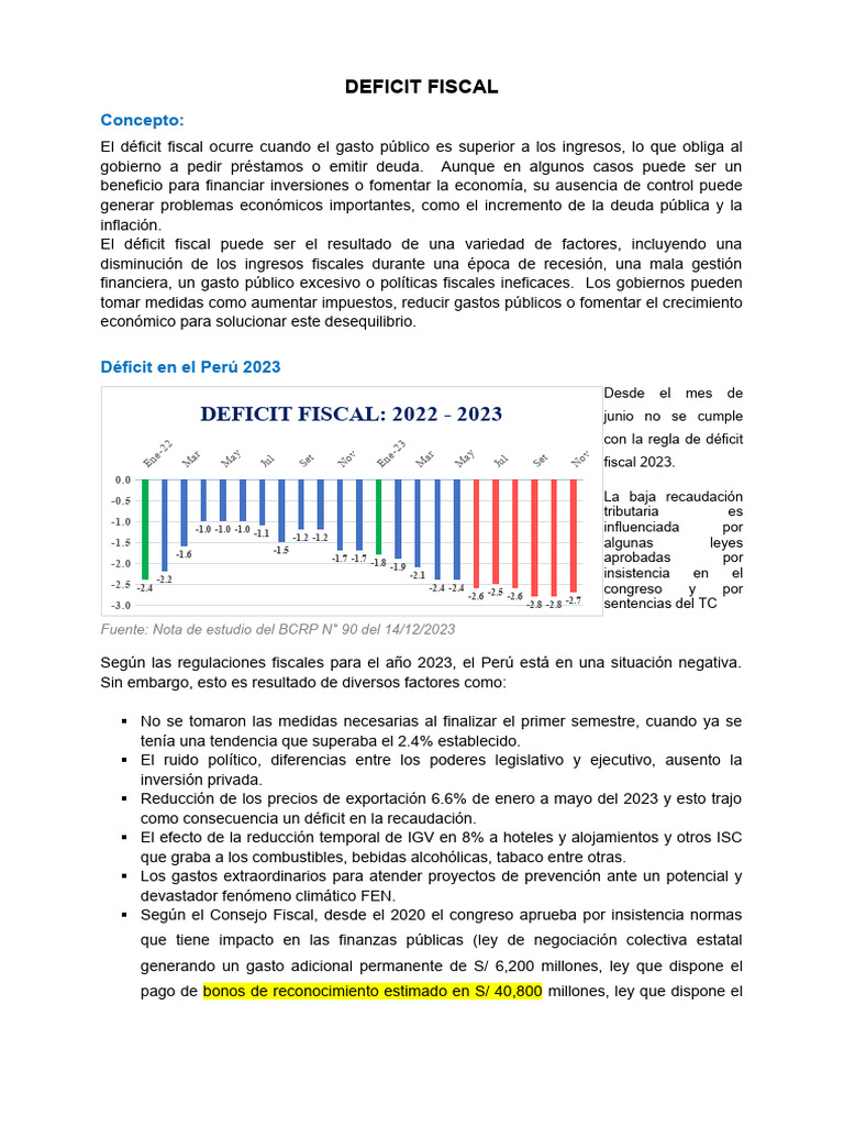 Déficit Fiscal en Perú 2023: Análisis y Retos | PDF | La política ...