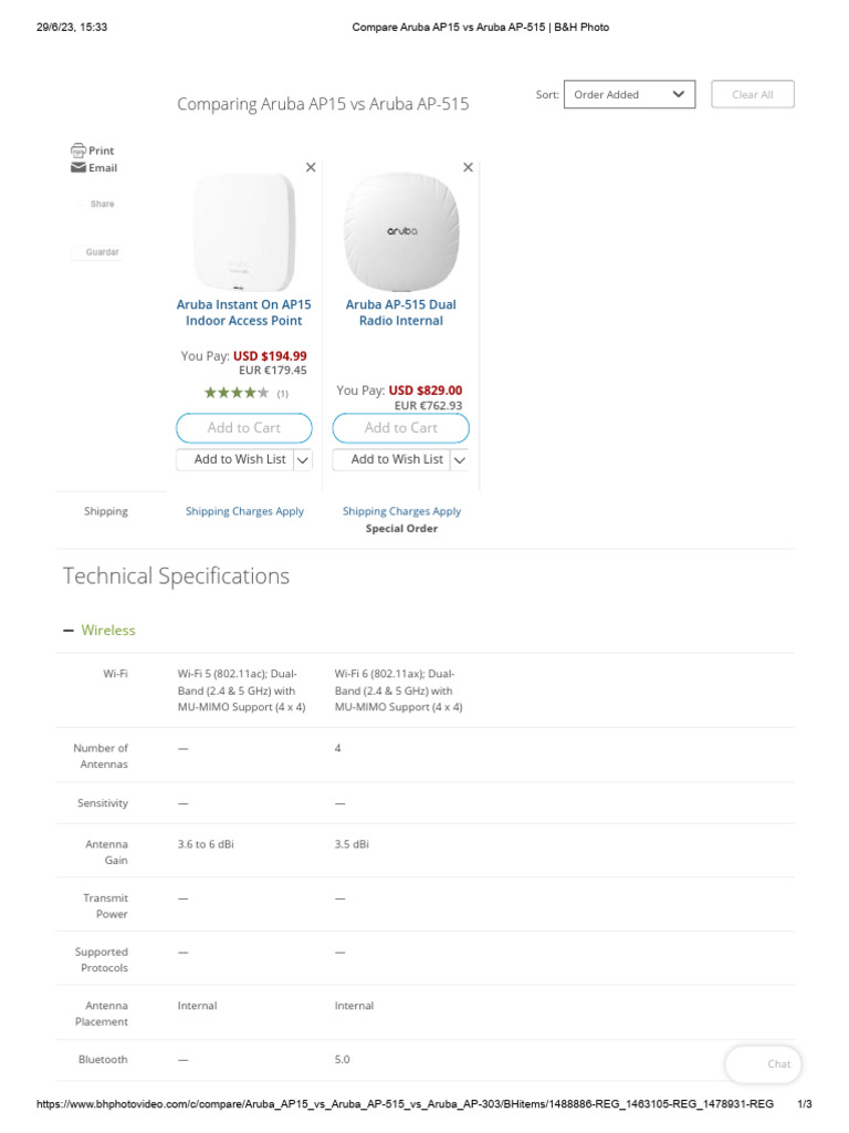 Aruba AP15 vs AP-515 Comparison Guide | PDF | Wi Fi | Ieee 802.11