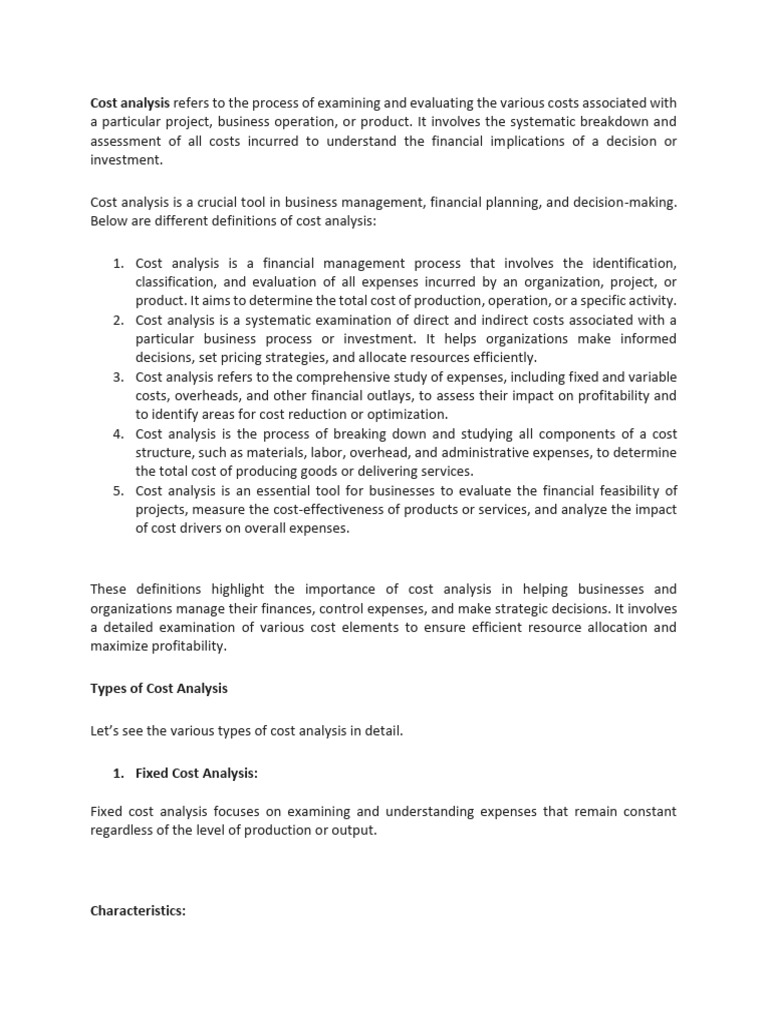 Cost Analysis | PDF | Cost–Benefit Analysis | Opportunity Cost