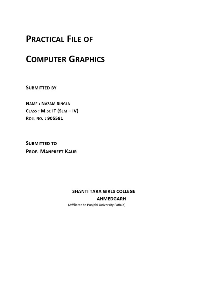 Practical File of CG | PDF | Computer Graphics | Image