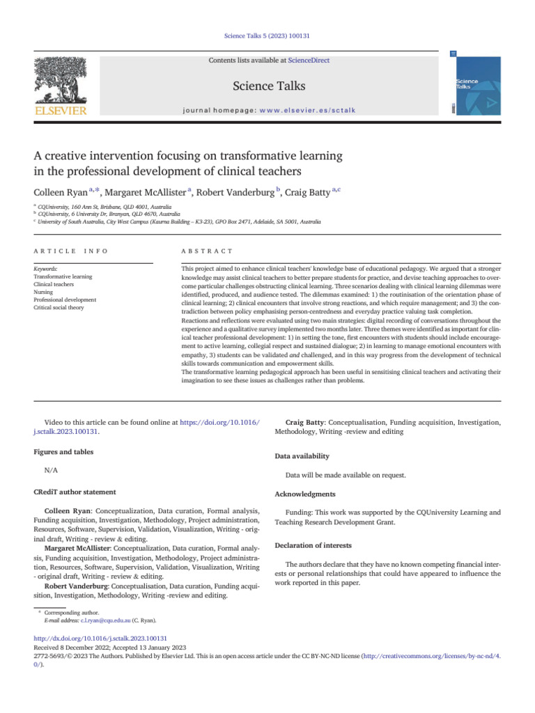 Transformative Learning for Clinical Teachers | PDF | Teachers | Learning