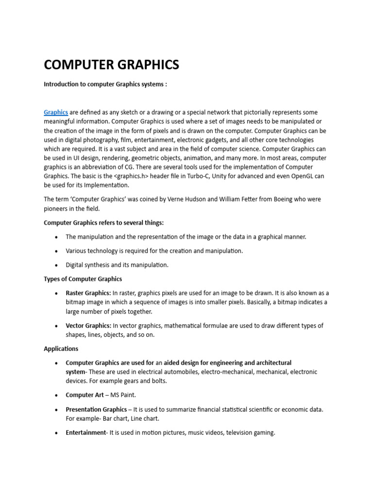 Computer Graphics Notes | PDF | Computer Graphics | Virtual Reality