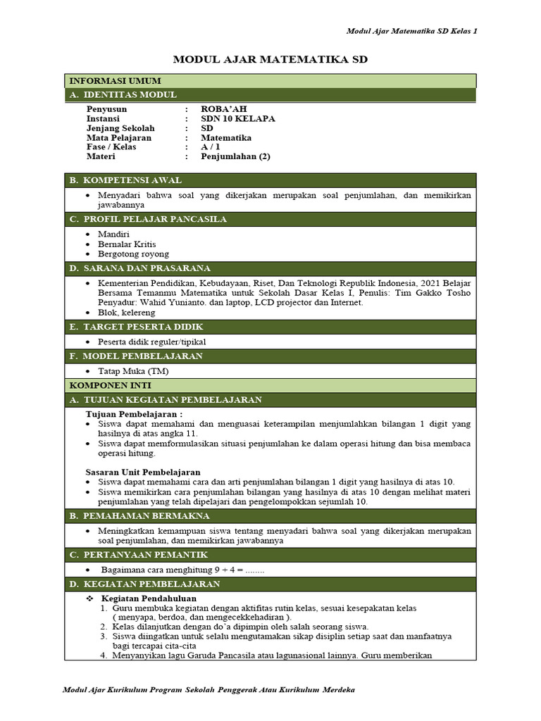 Contoh RPP MTK 10 | PDF