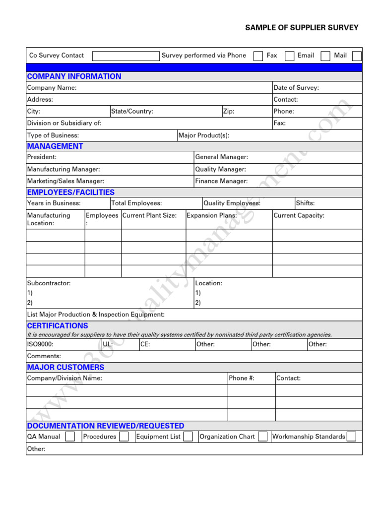 Supplier Survey Form For Download | PDF | Packaging And Labeling ...