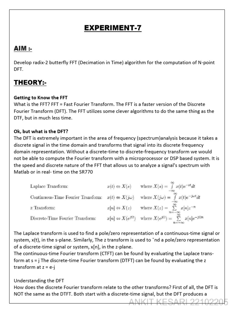 Exp7 Watermark | PDF | Discrete Fourier Transform | Fast Fourier Transform