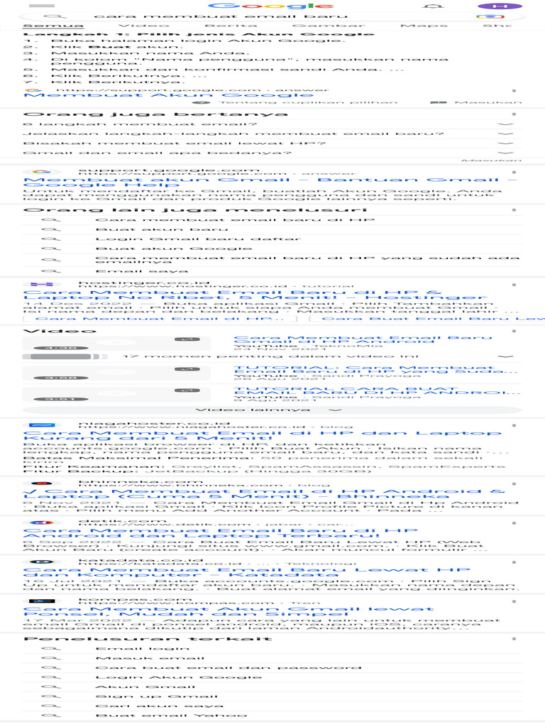 Cara Membuat Email Baru - Penelusuran Google | PDF