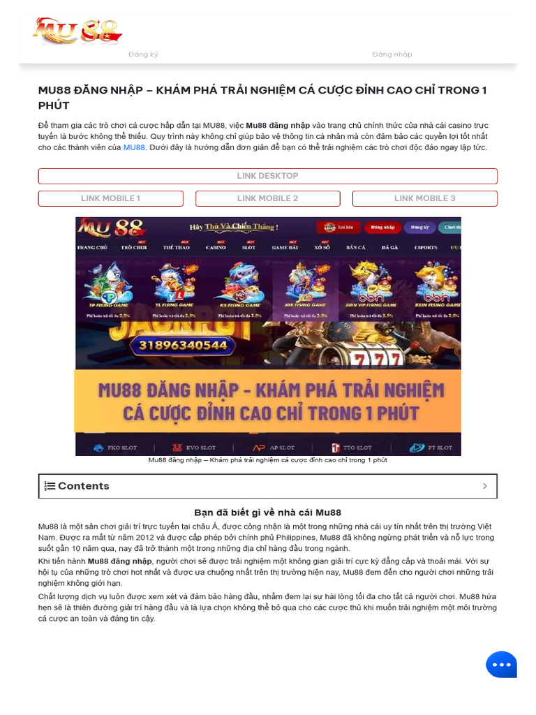 Mu88 Dang Nhap | PDF