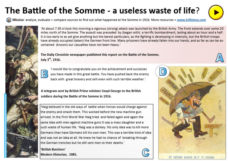 Somme Battle Analysis: A Historical Review | PDF