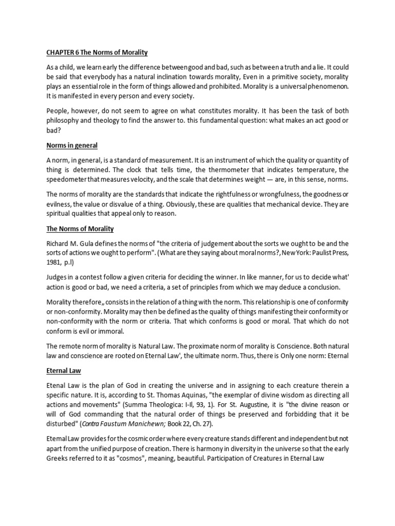 CHAPTER 6 The Norms of Morality | PDF | Conscience | Natural Law