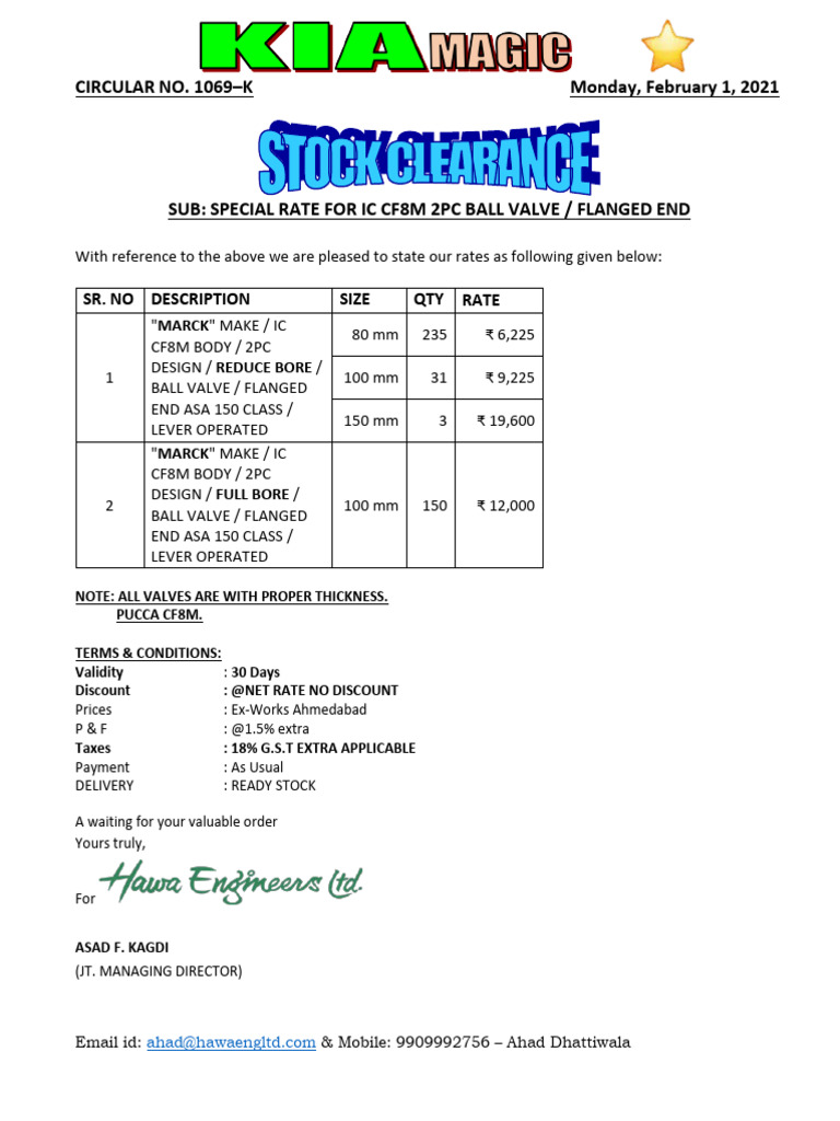1069-K - Ic CF8M 2PC Ball Valve Fe Stock Clearance | PDF