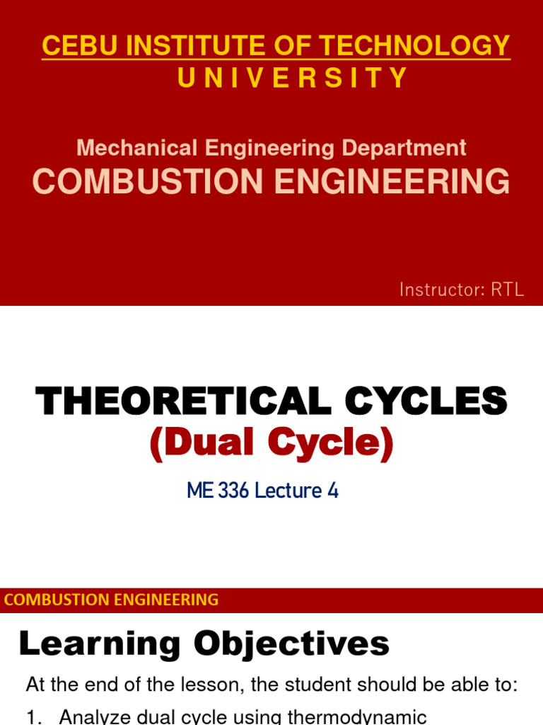 CIT - ME336 - 4 - Dual Cycle | PDF | Applied And Interdisciplinary Physics | Engine Technology