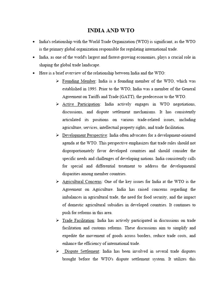 India and Wto | PDF | World Trade Organization | Economies