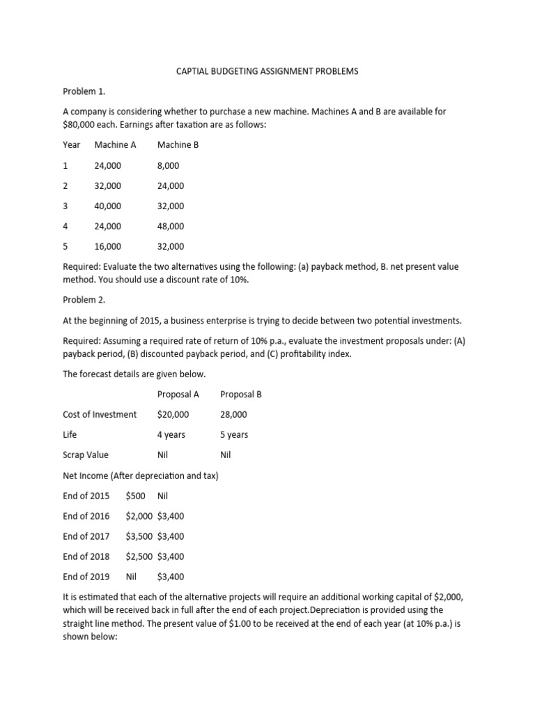 Assignment-3 Capital Budgeting | PDF