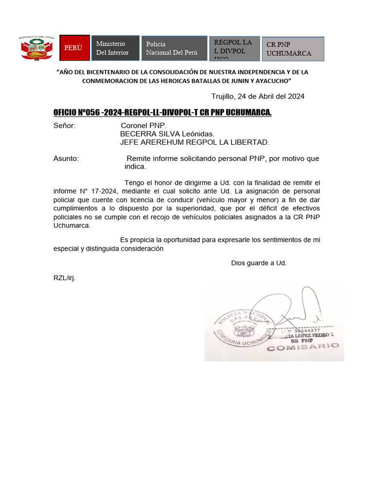 Oficio Solicita Personal | PDF