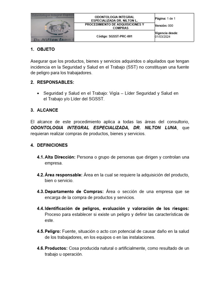 SGSST-PRC-0015 PROCEDIMIENTO DE ADQUISICIONES Y COMPRAS | PDF