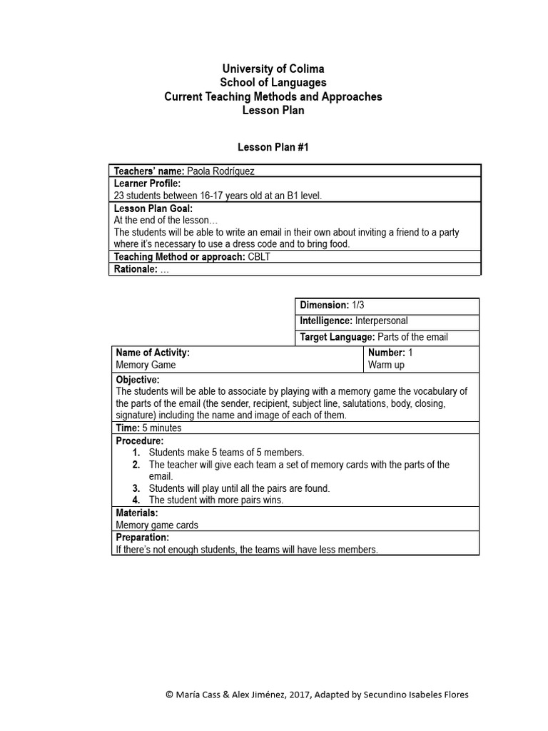 Lesson Plan CBLT | PDF | Vocabulary | Lesson Plan