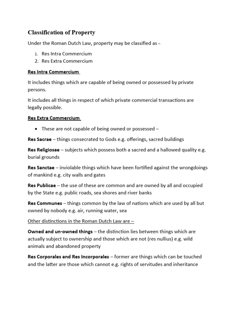 Classification of Property | PDF | Property | Common Law