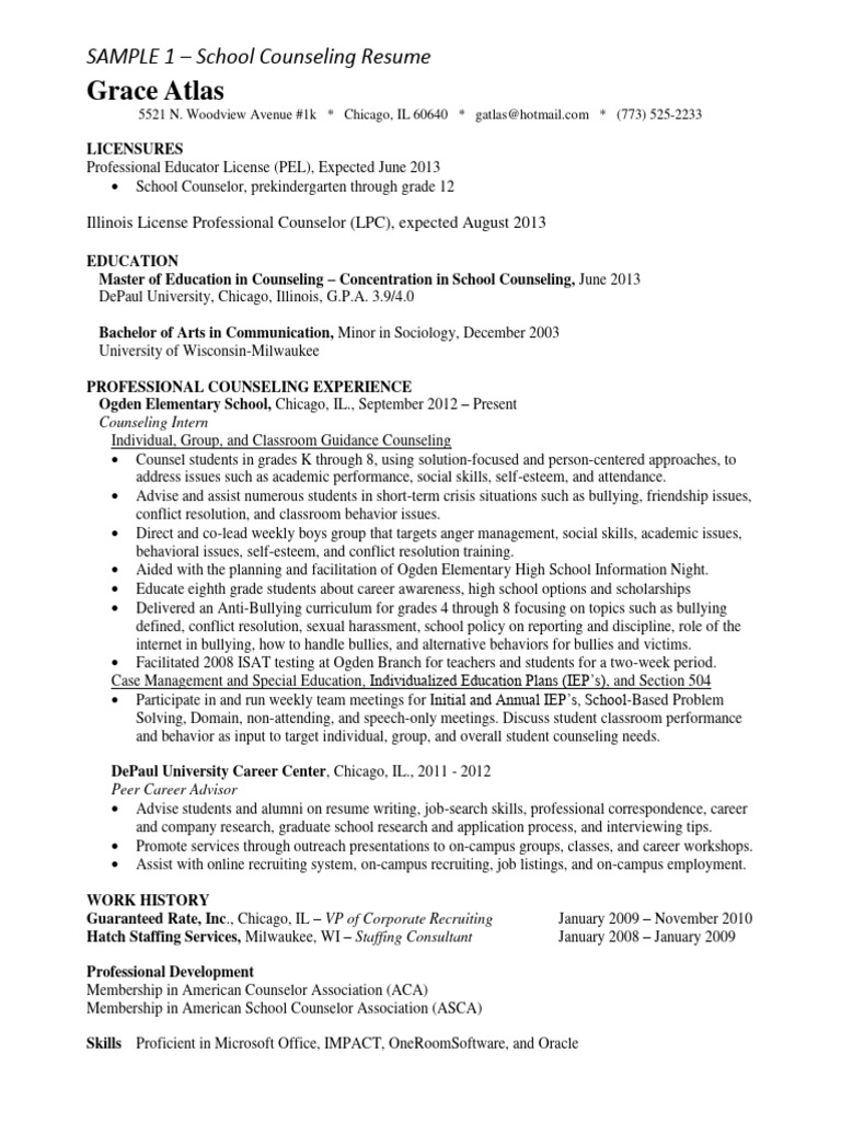 School Counseling Resume Samples | PDF | School Counselor | Bullying