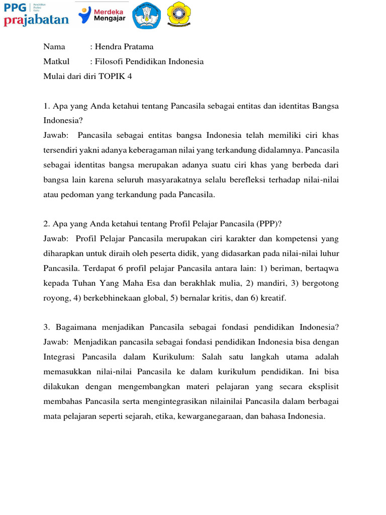 01.01.2-T4-2. Mulai dari Diri - Pancasila dan Profil Pelajar Pancasila menurut Sayaa | PDF