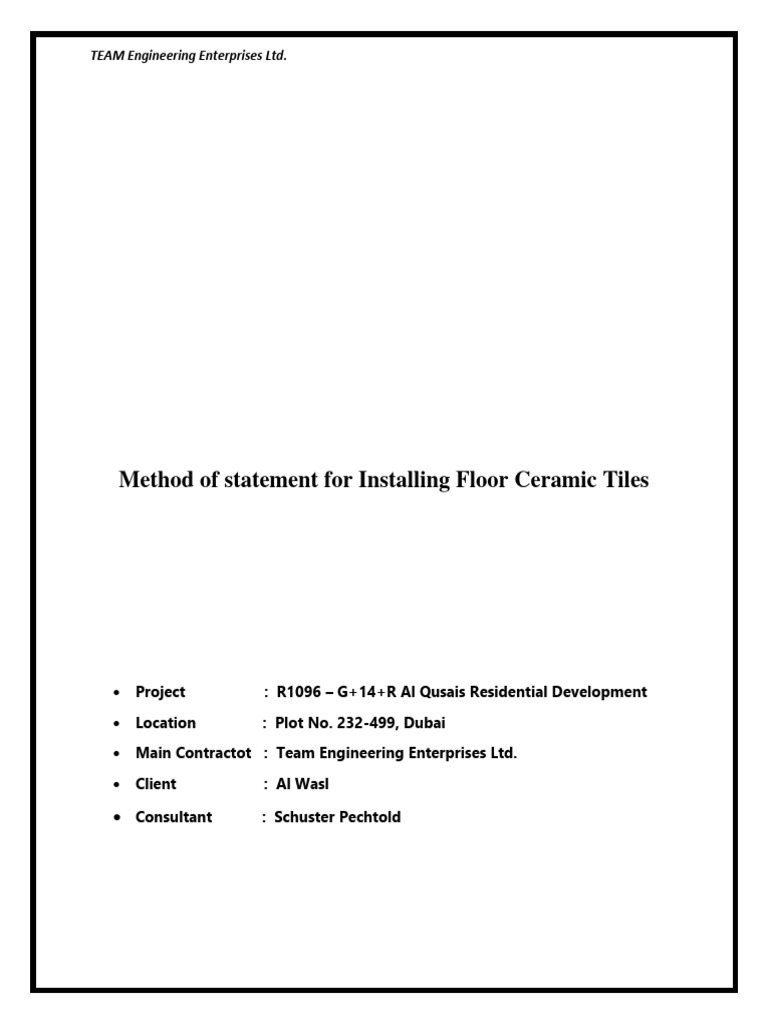 Method of Statement For Installing Floor Ceramic Tiles | PDF | Tile ...
