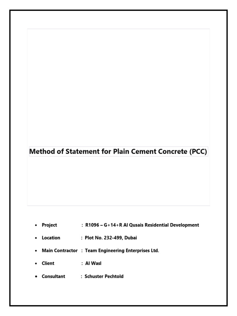 Method of statement for PCC Casting | PDF | Concrete | Personal Protective Equipment