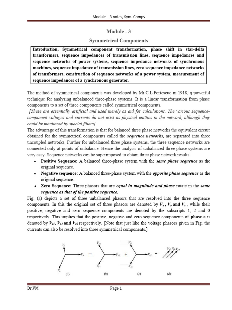 Module - 3 Notes [Symmetrical Components] | PDF | Transformer ...