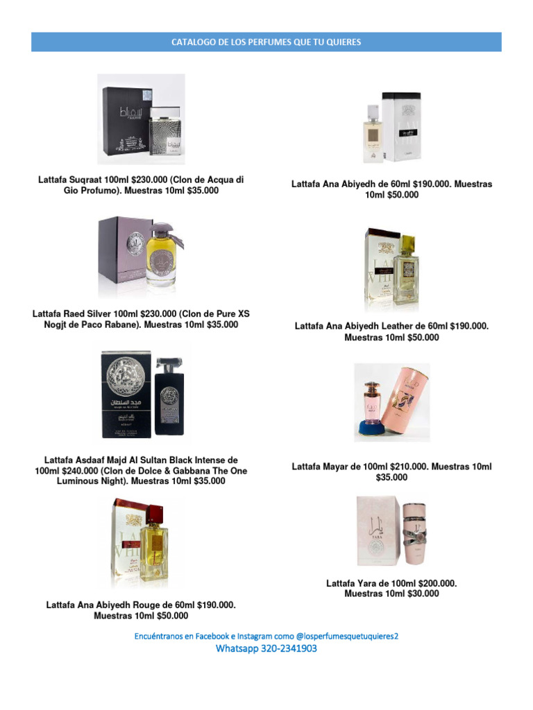 Catalogo Lattafa Los Perfumes Que Tu Quieres | PDF