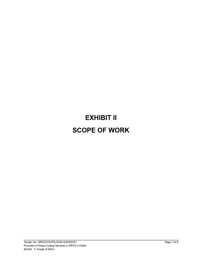 Exhibit II Scope of Work | PDF | Personal Protective Equipment