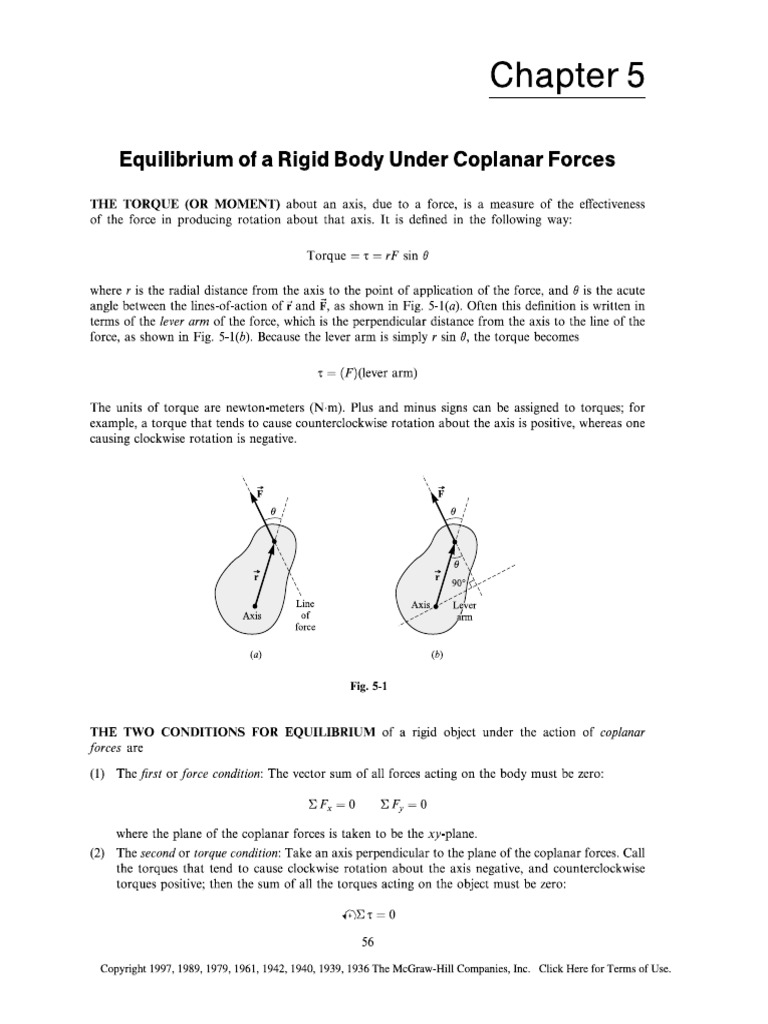 Chapter 5 Equilibrium of A Rigid Body Under Coplanar Forces | PDF