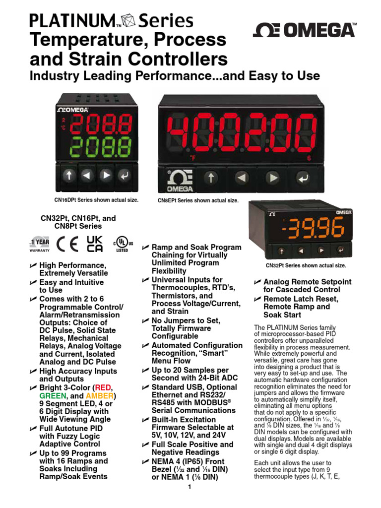 PID Omega CNxyPt Datasheet | PDF | Thermocouple | Usb