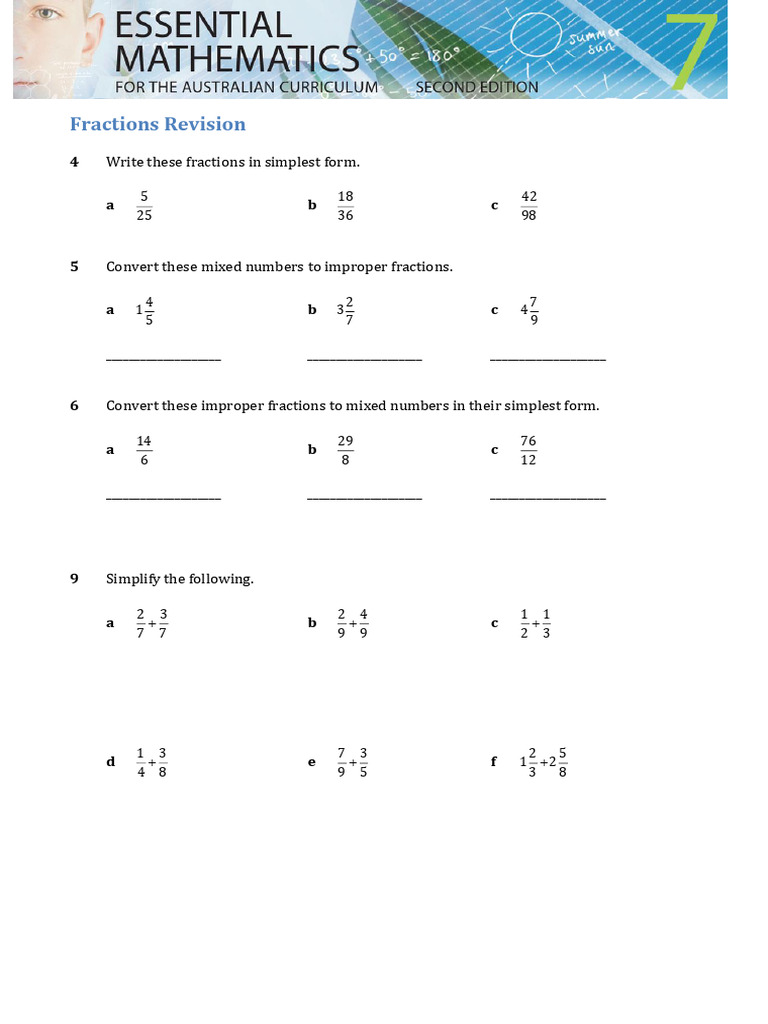 Fractions Revision | Download Free PDF | Mathematical Objects ...