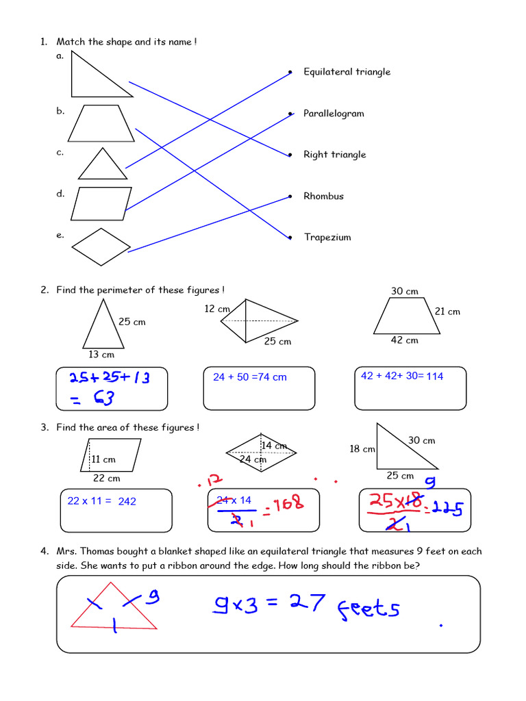 Geometry and Measurement Exercises | PDF | Area | Elementary Geometry
