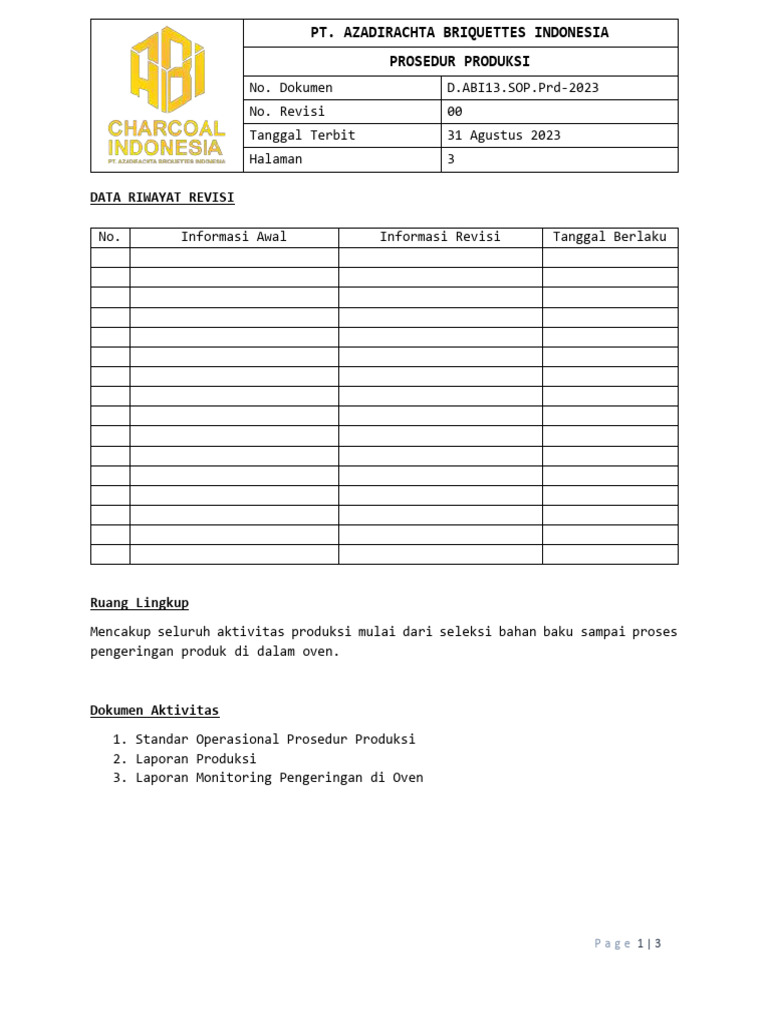 Prosedur Produksi Briquette Arang | PDF